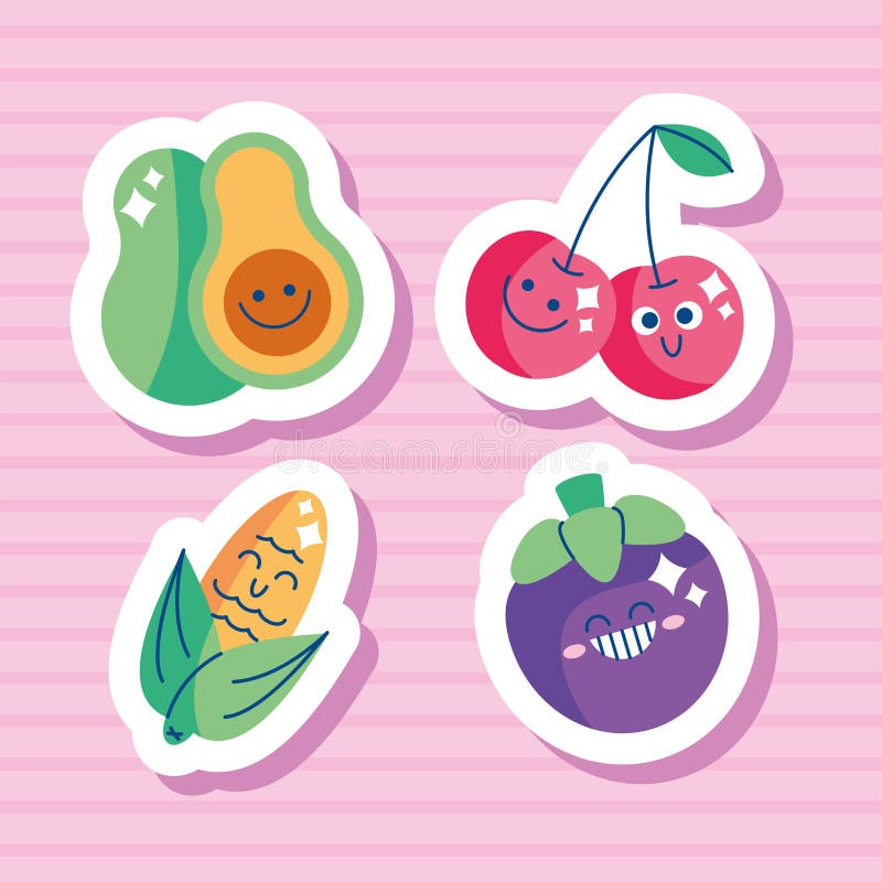 Color Fruit Sticker Vector Set Stock Vector - Illustration of sticker ...