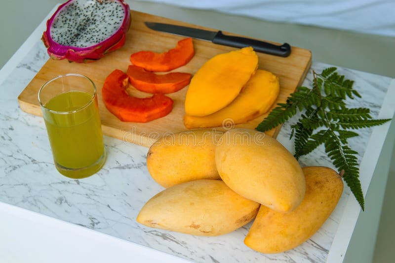 Tropical Fruits Mango, Passion Fruit and Others. Toned Image Selective ...