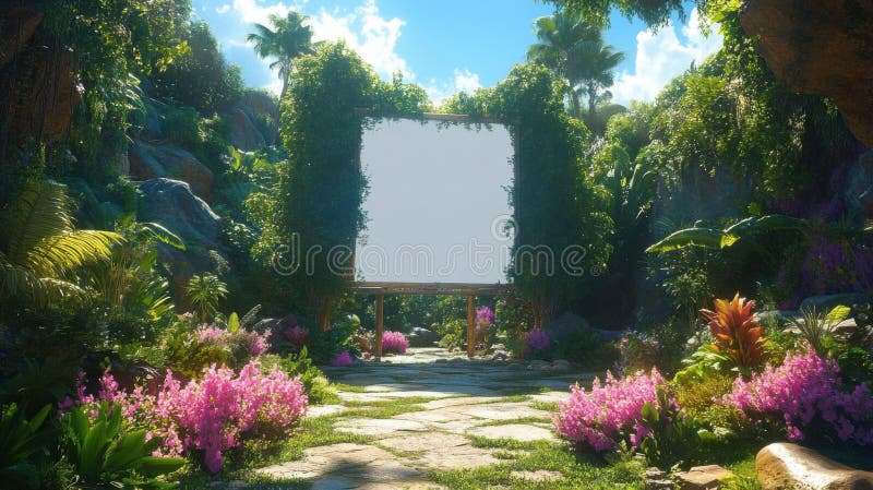 Tropical Garden Blank Sign stock image. Image of sign - 368968727