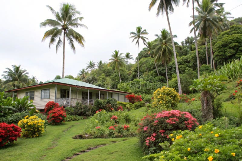 Tropical Garden in Taveuni, Fiji Stock Illustration - Illustration of ...