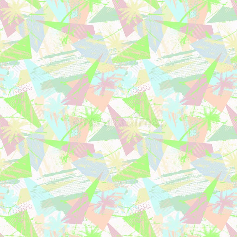Tropical Geometry Seamless Pattern with Chaotic Palms, Triangle ...