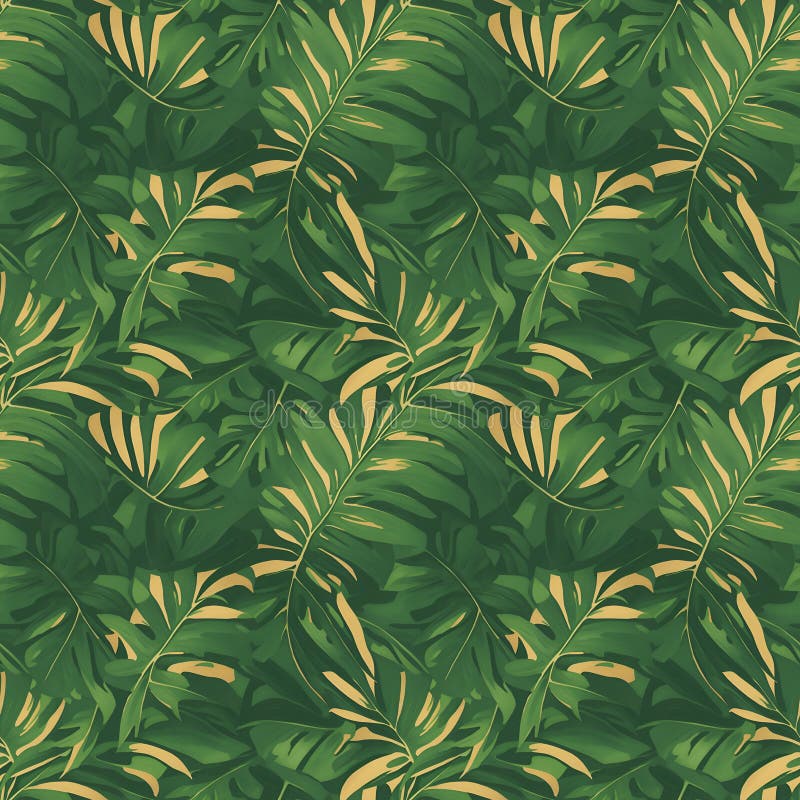 Tropical Green Leaves Seamless Pattern. Leave Template. Seamless Leave ...