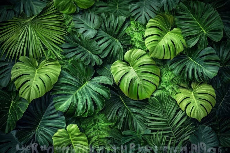 Tropical Green Leaves Texture Background. Tropical Leaf, Tropic ...
