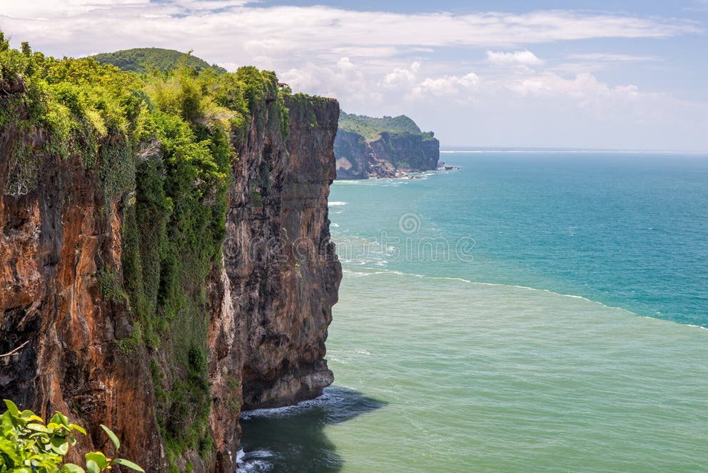 Tropical Green Rocks of Java Island Coast. Stock Photo - Image of water ...