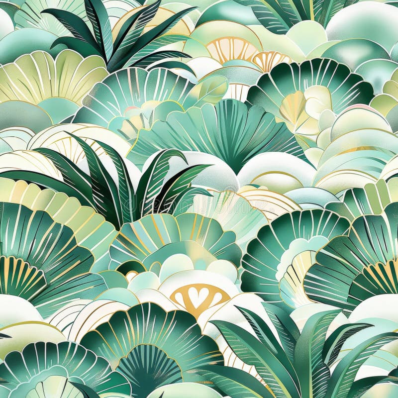 Tropical Greenery: Exquisite Botanical Patterns with Ginkgo and Palm ...