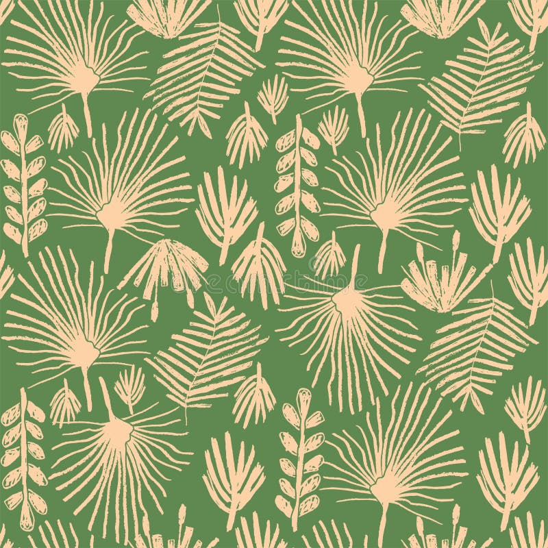Tropical Greenery Flower, Duotone Seamless Pattern Stock Vector ...