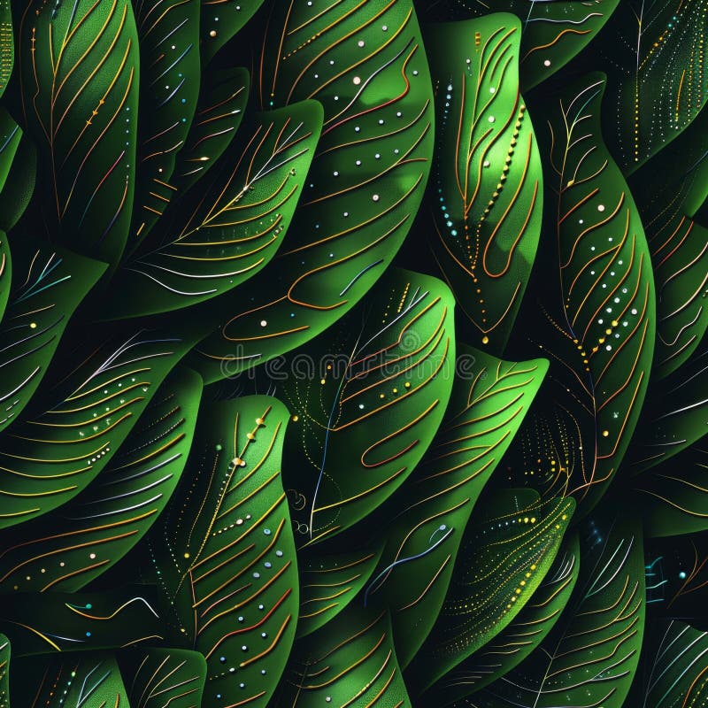 Tropical Greenery: Lush Foliage Patterns with Gold Accents Stock Photo ...