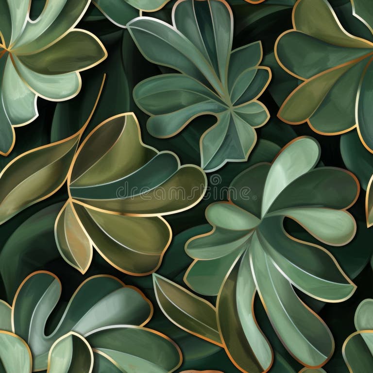 Tropical Greenery: Lush Leaf Patterns in Digital Illustration Stock ...