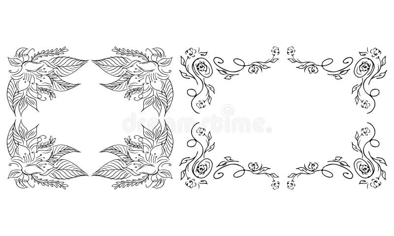 Big Collection of 30 Rectangular Floral Frames. Big Floral Botanical ...
