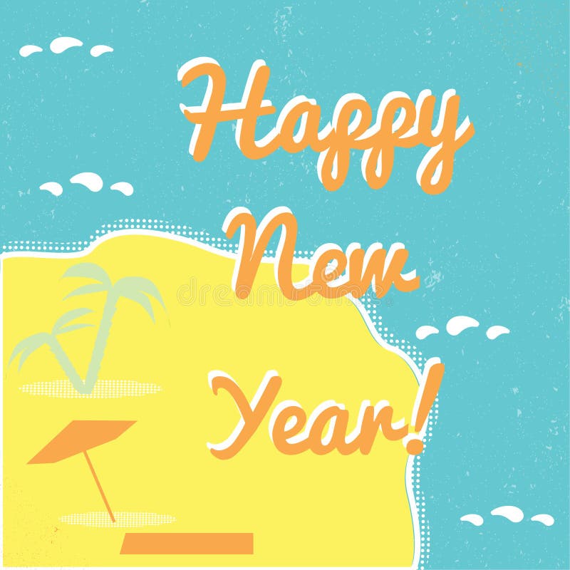 Tropical Happy New Year Poster Stock Vector - Illustration of painting ...