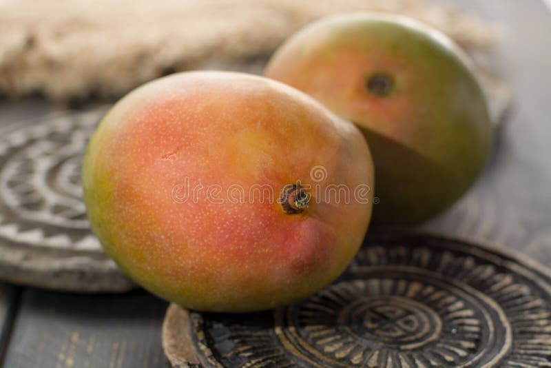 Tropical Healthy Fruit Ripe Organic Mango Stock Photo - Image of green ...