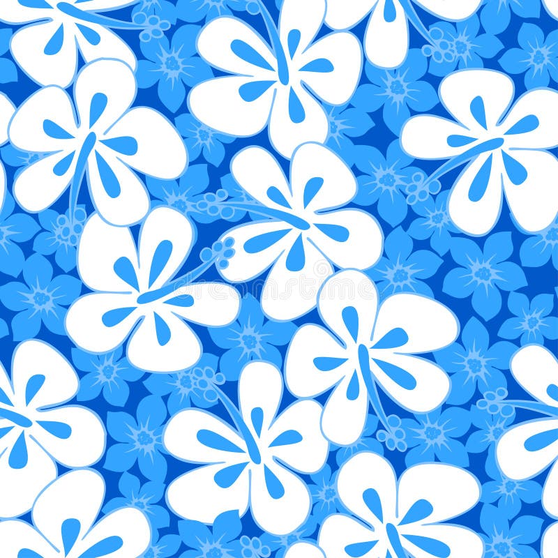 Tropical Hibiscus Simple Abstract Floral Seamless Pattern Stock Vector ...