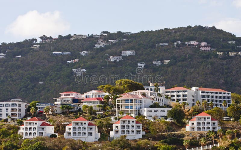 Tropical Hillside Covered with Vacation Homes Stock Image - Image of ...