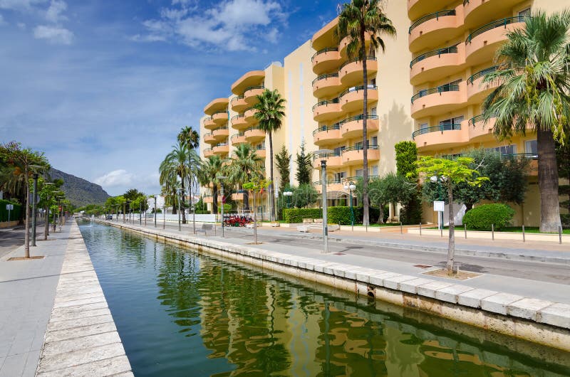 Tropical hotel scenery stock photo. Image of blue, majorca - 34364248