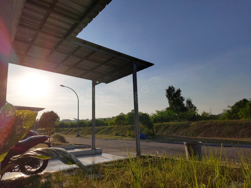 Tropical House Afternoon Sunlight View Stock Image - Image of arch ...