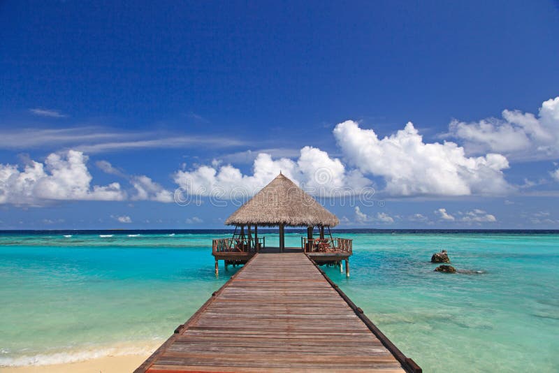 Jetty with Ocean View on Tropical Island Stock Image - Image of bora ...