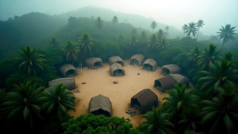 Tropical Huts Surrounded by Lush Greenery Create a Serene Atmosphere at ...