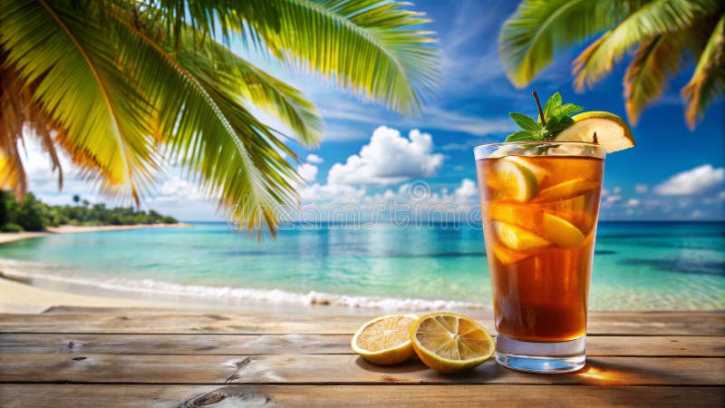 Tropical Iced Tea on a Beach, Iced Tea, Tropical Drinks, Summer ...