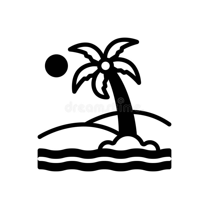 Black Solid Icon for Tropical, Tree and Beach Stock Vector ...