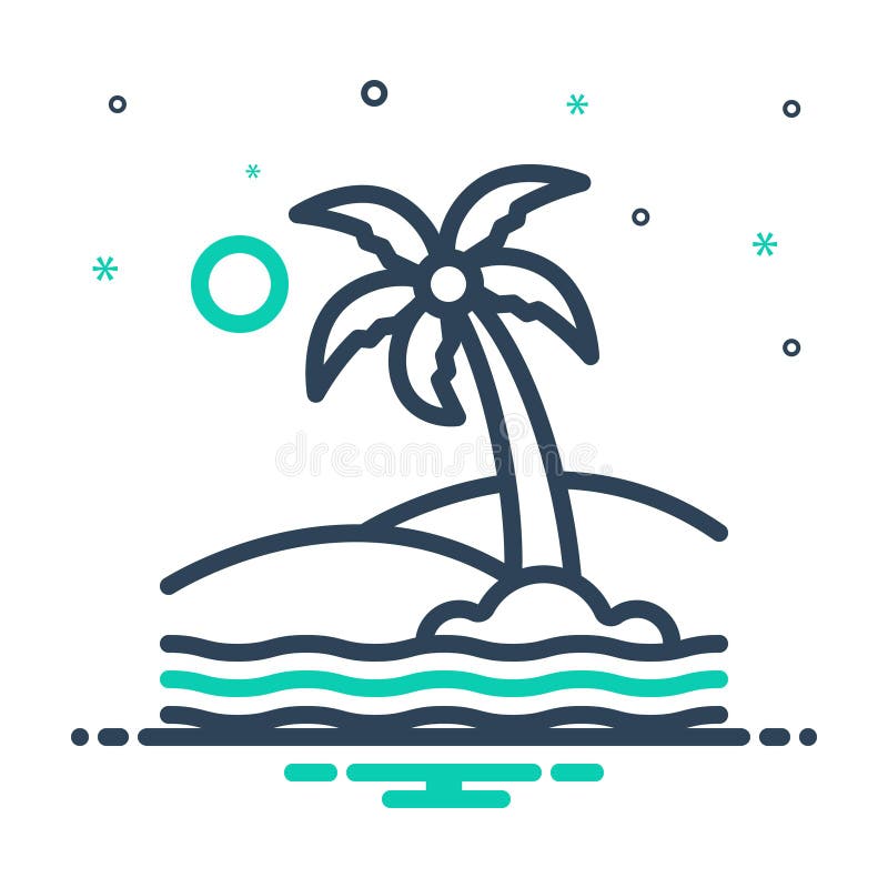 Mix Icon for Tropical, Tree and Beach Stock Illustration - Illustration ...