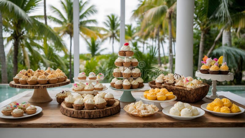 Tropical Indulgence: a Coconut-Themed Dessert Spread in a Sunny Kitchen ...