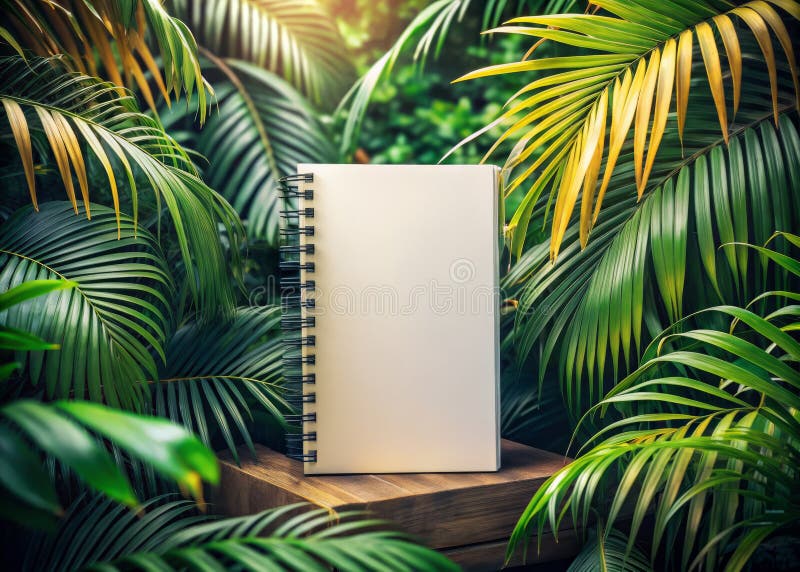 Tropical Inspired Book Mockup Blank Cover Notebook Sketchpad and ...