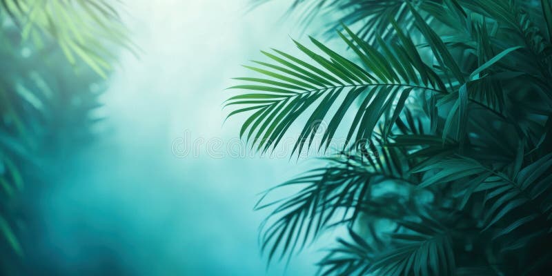 Tropical Inspired Gradient Background with Lush Greenery for Creative ...