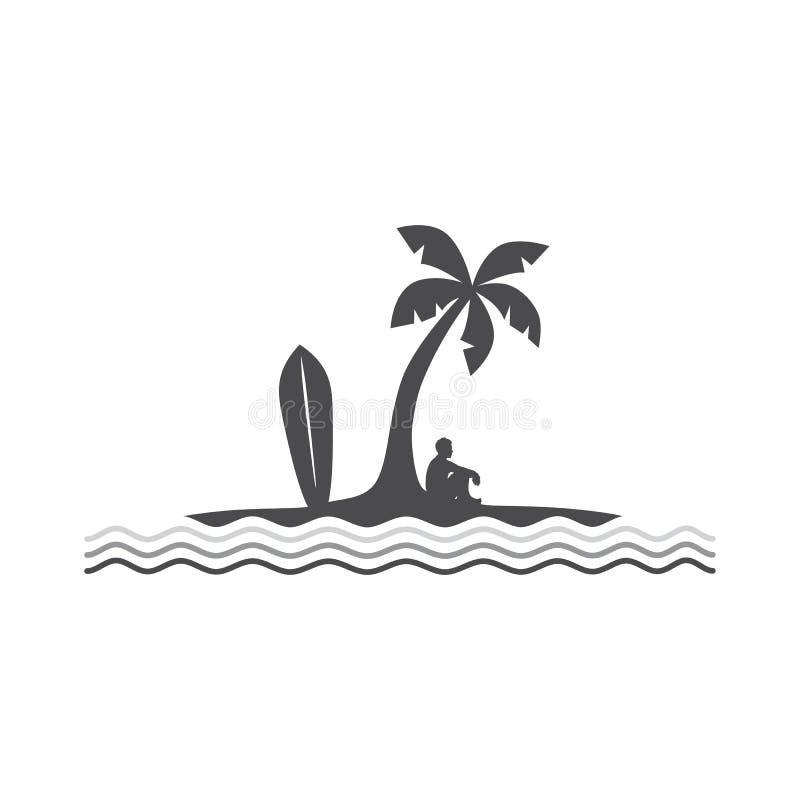 Tropical Island Beach Vacation Sign Symbol Vector Stock Vector ...