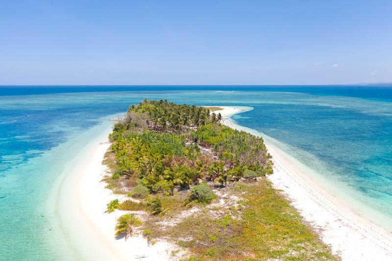 Small Deserted Island with a Sandy Beach and Coral Reef. Stock Photo ...