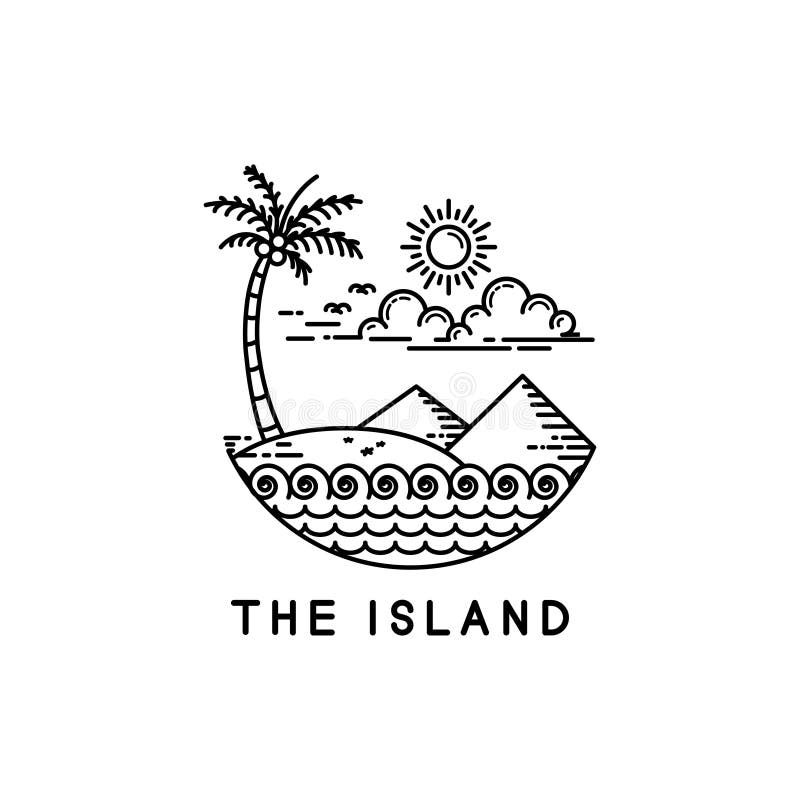 Island Line Art Illustration Stock Vector - Illustration of template ...