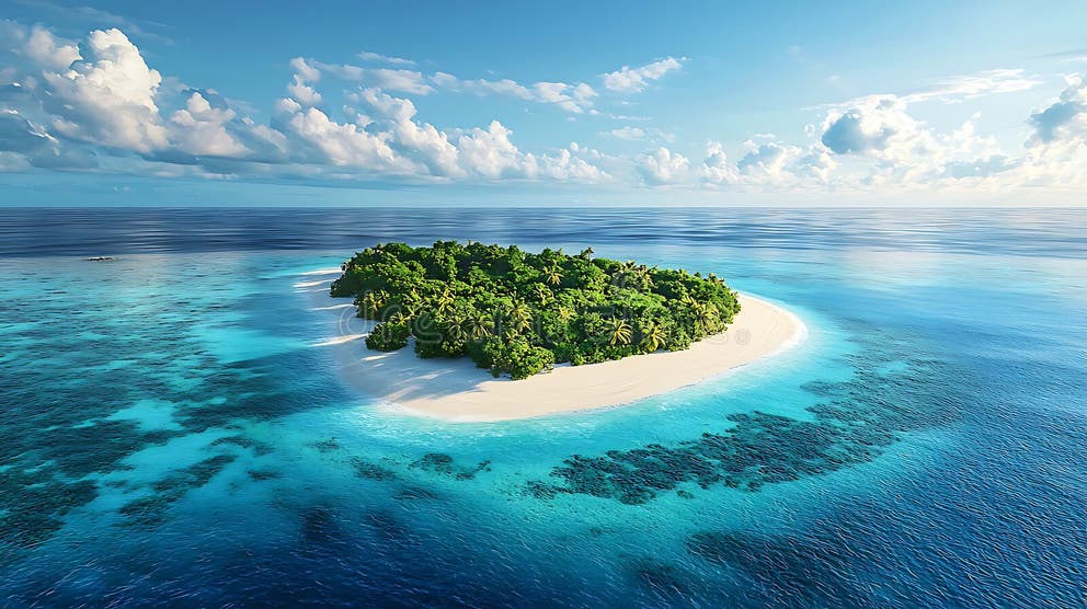 Tropical Island Ecosystem with Dense Jungle and Clear Blue Waters Stock ...