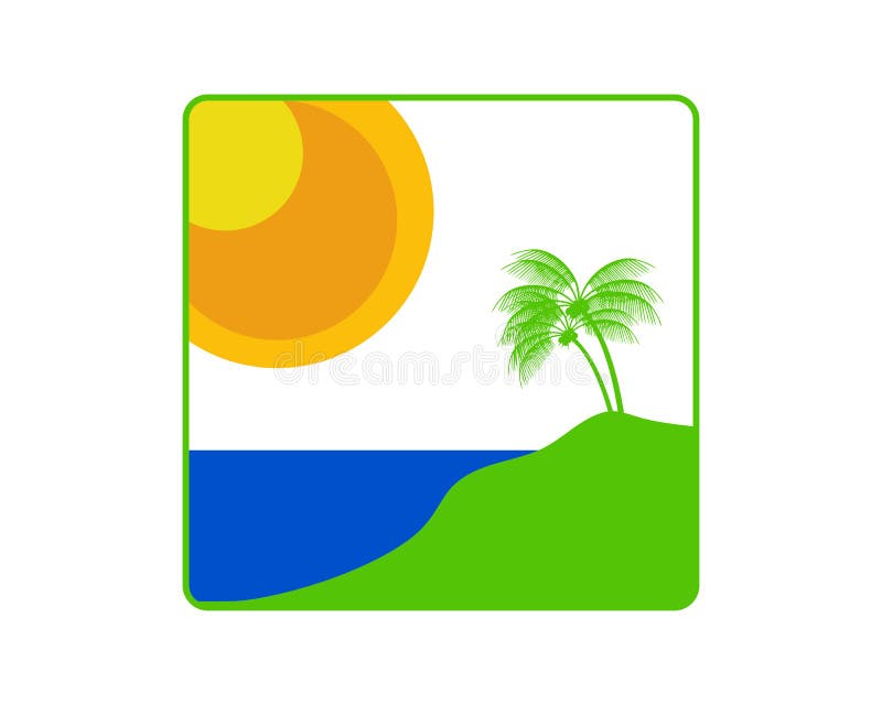 Tropical island stock vector. Illustration of logo, coconut - 70110545