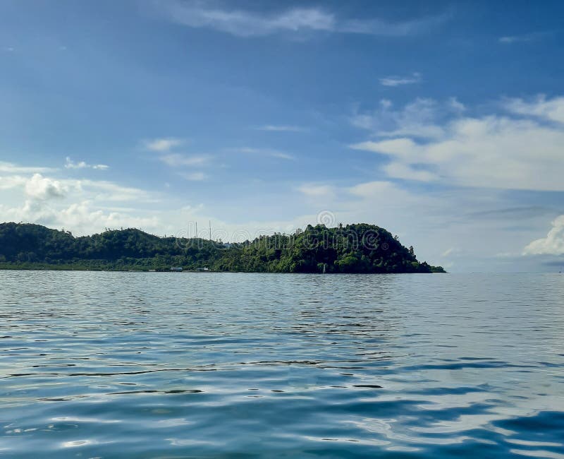 Tropical Island at the Horizon Stock Image - Image of horizon ...