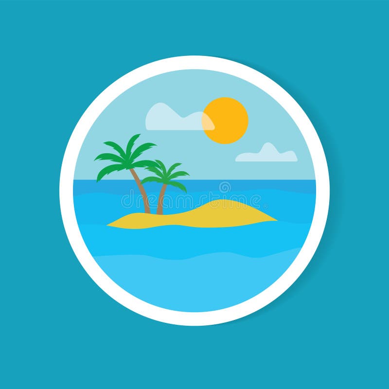 Tropical Island Landscape Sticker Stock Vector - Illustration of ...