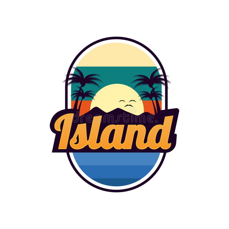 Tropical Island Logo with Palm Tree Vector Illustration, Palm Tree ...
