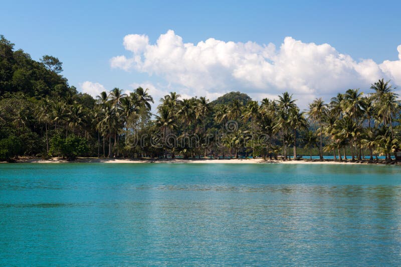 Tropical Island Sand Beach on the Sea. Blue Sky with Clouds. Stock ...