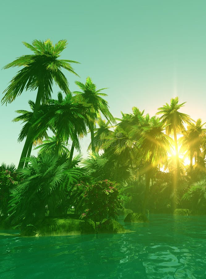 Sunset. Palms stock illustration. Illustration of abstraction - 2747919