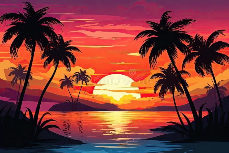 A Tropical Island Sunset Banner Template, Perfect for Romantic Getaways ... A Tropical Island Sunset Banner Template, Perfect for Romantic Getaways ...