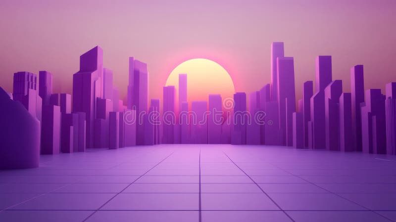 A Tropical Island Sunset Featuring a Retro Synthwave Aesthetic Stock ...
