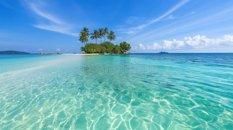 Tropical Island Surrounded by Crystal-clear Sea Stock Image - Image of ...