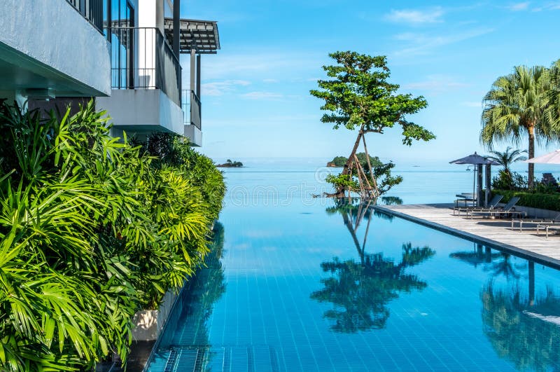 Reflections in Infinity Pool at a Resort Stock Photo - Image of ...