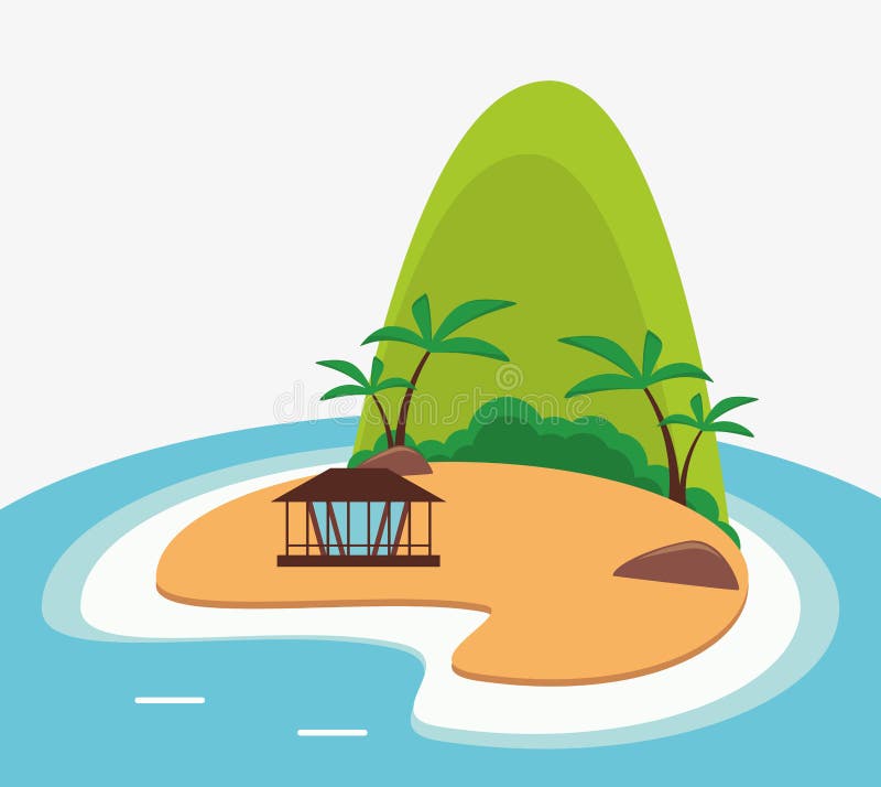 Tropical Island Tourism Mountain Hut Stock Vector - Illustration of ...