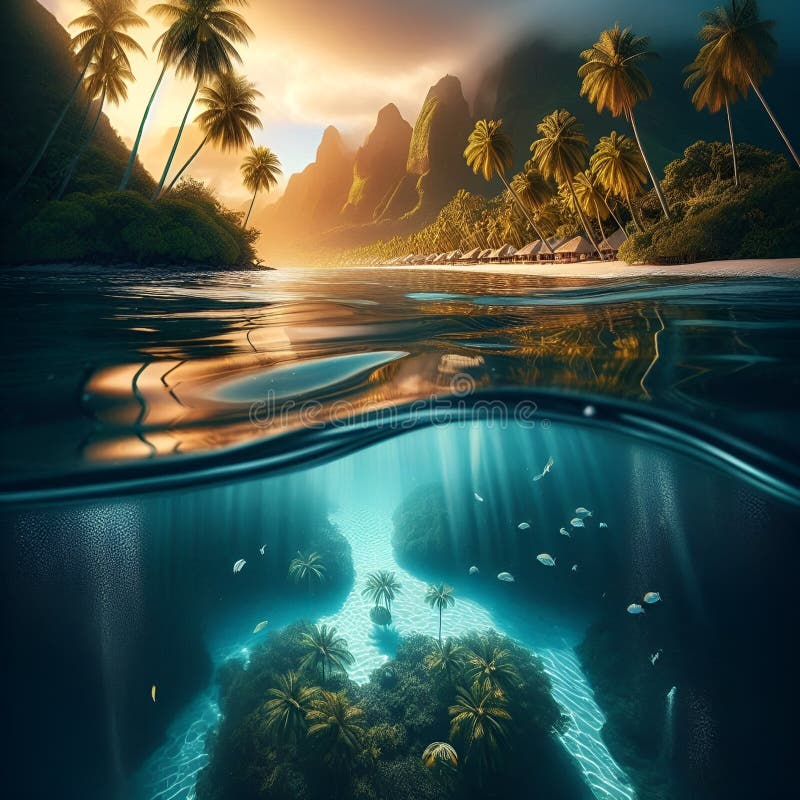 Tropical island stock image. Image of mountain, horizon - 362809389