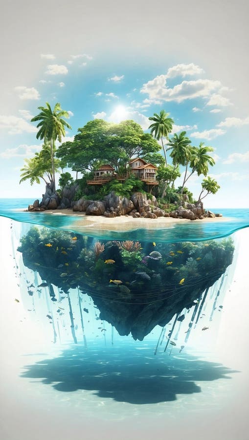 Beautiful Tropical Island Scenery for Mobile Wallpaper Poster Stock ...