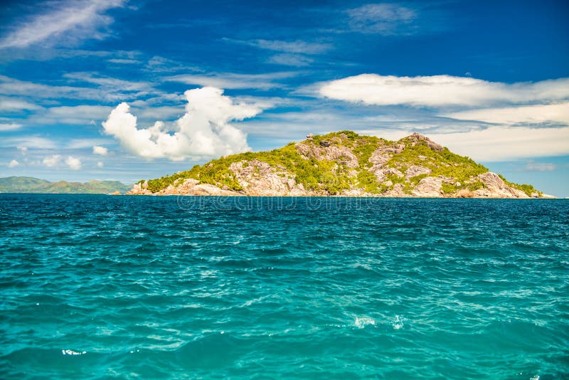 Tropical Island, View from the Ocean Stock Image - Image of cloud ...