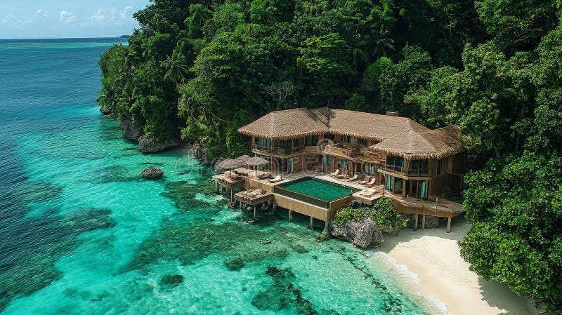 Tropical Island Villa, Ocean View, Pool, Luxury Escape Stock Photo ...