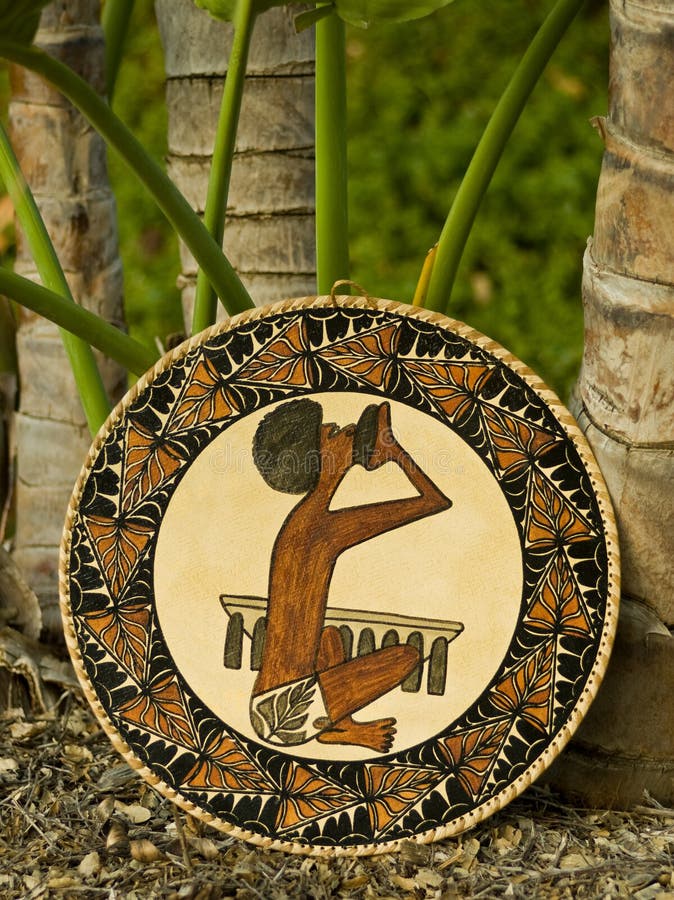 Tropical Islands Handicraft Shield from Polynesia. Stock Image - Image ...
