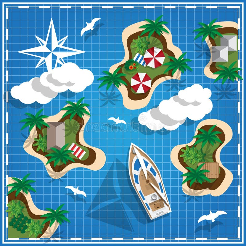 Tropical Islands on the Map. Stock Vector - Illustration of island ...