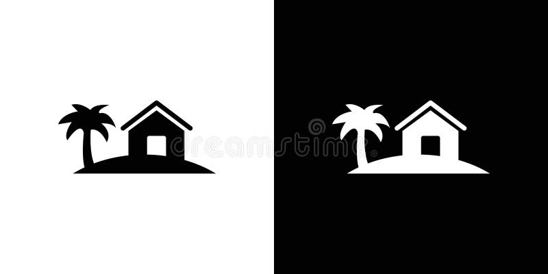 Tropical Isle Resort Icon Logo Set Vector Stock Vector - Illustration ...