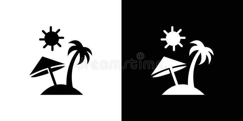 Tropical Isle Resort Icon Isolated Flat Vector in Outline Stock Vector ...